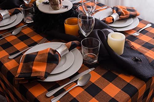 DII Buffalo Check Collection, Classic Farmhouse Tabletop Set, Napkin Set, 20x20, Orange & Black, 6 Piece