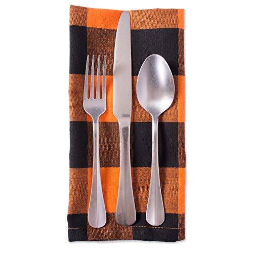 DII Buffalo Check Collection, Classic Farmhouse Tabletop Set, Napkin Set, 20x20, Orange & Black, 6 Piece