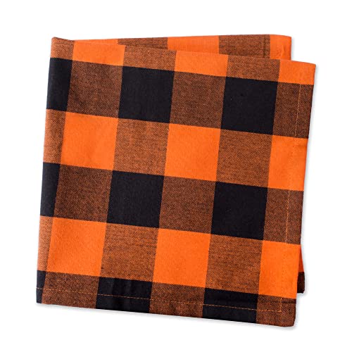 DII Buffalo Check Collection, Classic Farmhouse Tabletop Set, Napkin Set, 20x20, Orange & Black, 6 Piece