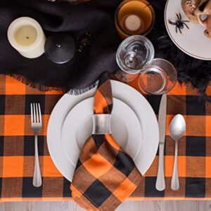 DII Buffalo Check Collection, Classic Farmhouse Tabletop Set, Napkin Set, 20x20, Orange & Black, 6 Piece