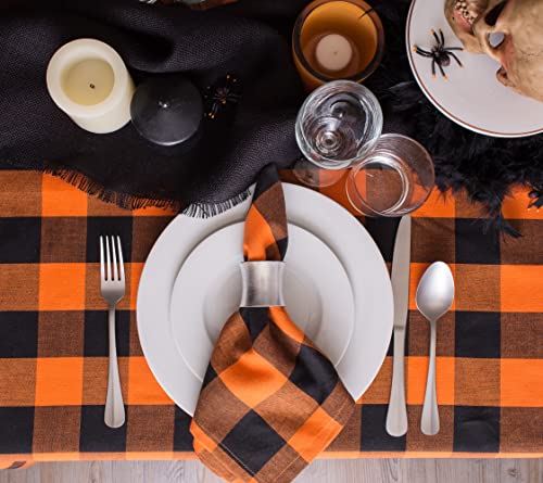 DII Buffalo Check Collection, Classic Farmhouse Tabletop Set, Napkin Set, 20x20, Orange & Black, 6 Piece