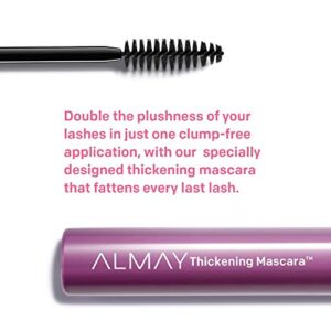 Almay Mascara, Thickening, Volume & Length Eye Makeup with Aloe and Vitamin B5, Hypoallergenic-Fragrance Free, Ophthalmologist Tested, 402 Black (Pack of 2)