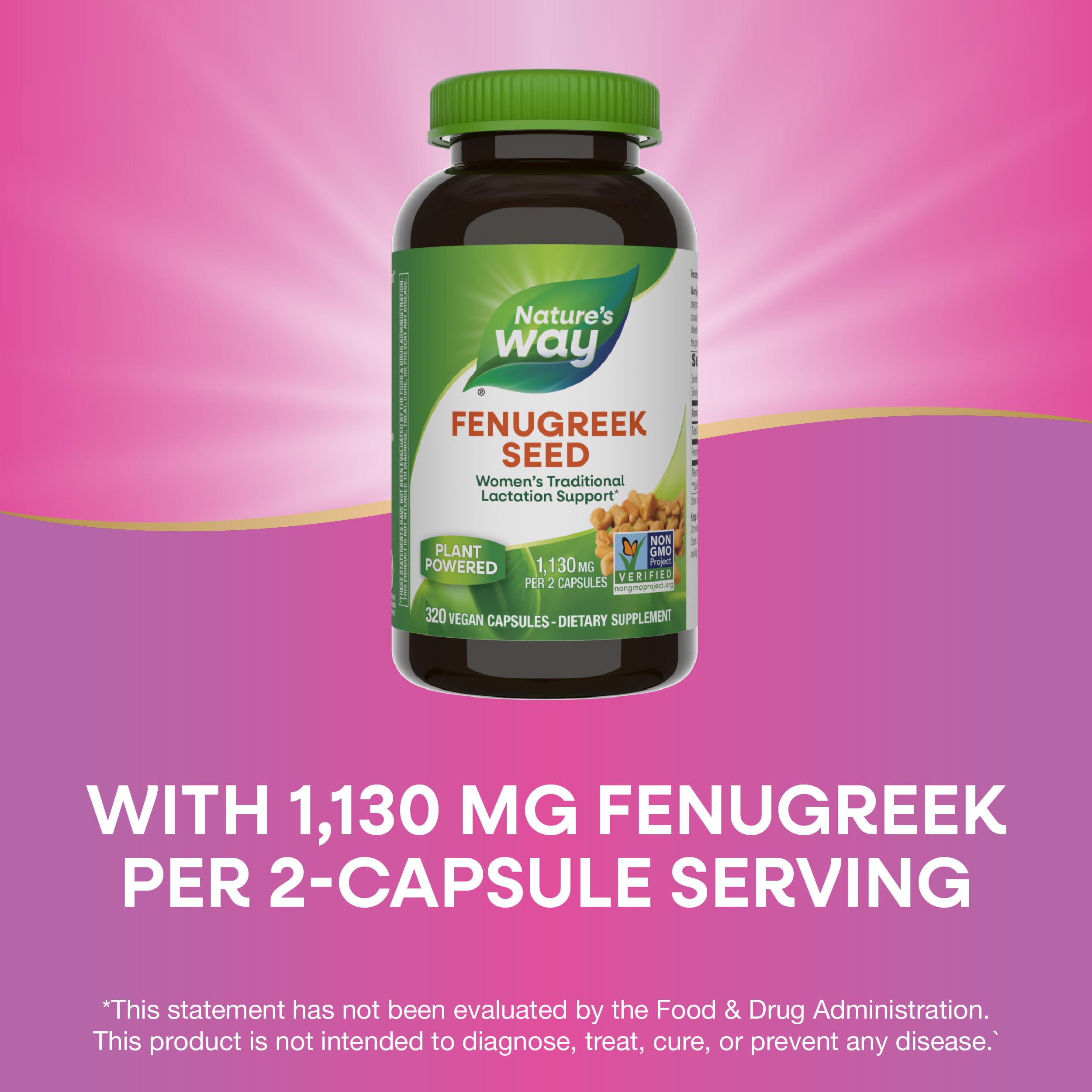 Nature's Way Fenugreek Seed, Traditional Lactation/Breastfeeding Support*, Non-GMO Project Verified, Vegan, 320 Capsules (Packaging May Vary)