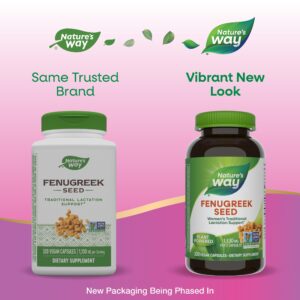 Nature's Way Fenugreek Seed, Traditional Lactation/Breastfeeding Support*, Non-GMO Project Verified, Vegan, 320 Capsules (Packaging May Vary)