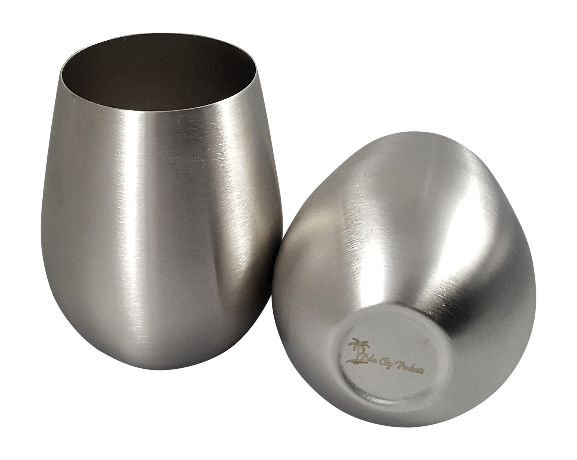 Palm City Products Stainless Steel Stemless Wine Glasses - 2 Piece Set