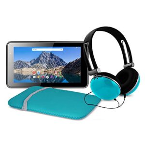 ematic 7-inch android 7.1 (nougat), quad-core 16gb tablet with folio case and headphones, teal