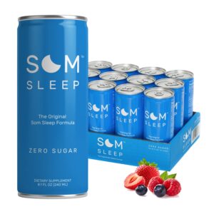 som sleep, the original sleep support formula w/melatonin, magnesium, vitamin b6, l-theanine & gaba – vegan, functional nighttime drink – sleep aid supplement – zero sugar berry, 8.1 fl oz, 12-pack