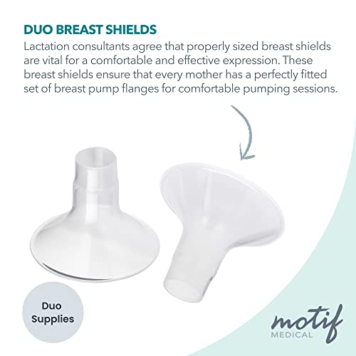 Motif Medical Duo Breast Shields Flanges - Replacement Parts for Duo Breast Pump (21mm) - Enhance Pumping Efficiency