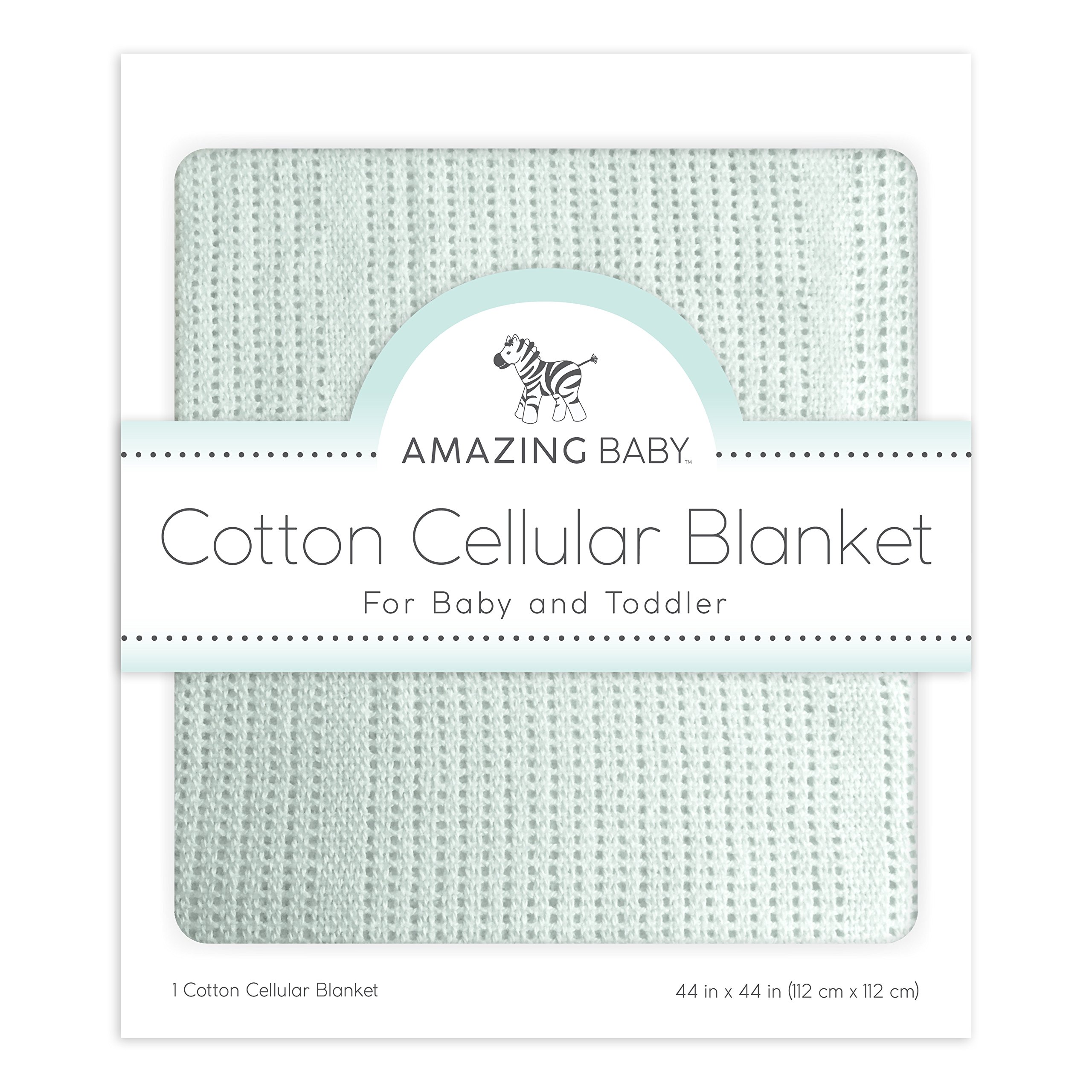 Amazing Baby Cellular Blanket, Premium Cotton Knit, Ultra Soft, Breathable, Cozy Gift for Baby Boys and Girls, Favorite Toddler Blanket, 44 x 44 inches (112 x 112 cm), Soft SeaCrystal