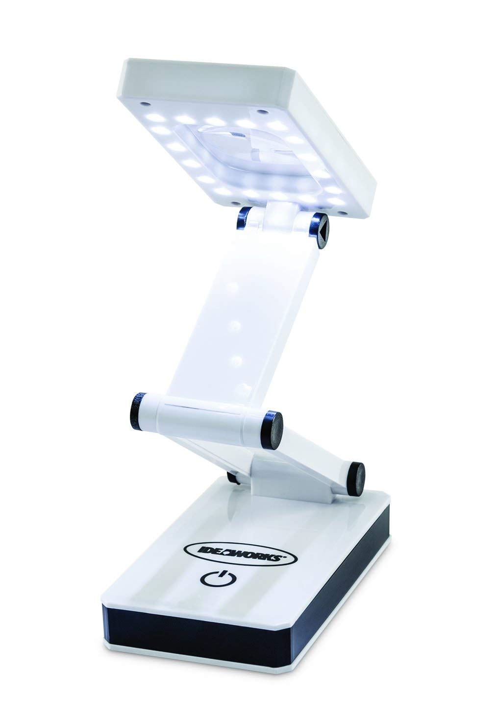 IdeaWorks JR7911 LED Desk Lamp, White with Magnifying Glass