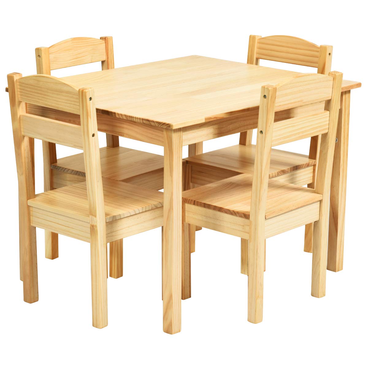 Costzon Kids Table and Chair Set, 5 Piece Wood Activity Table & Chairs for Children Arts, Crafts, Homework, Snack Time, Preschool Furniture, Gift for Boys Girls, Toddler Table and Chair Set (Natural)