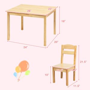 Costzon Kids Table and Chair Set, 5 Piece Wood Activity Table & Chairs for Children Arts, Crafts, Homework, Snack Time, Preschool Furniture, Gift for Boys Girls, Toddler Table and Chair Set (Natural)