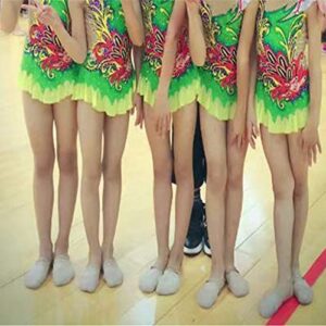 MIKIBANA Elastics Material Design Rhythmic Gymnastics Knitted Soft Shoes,Ballet Dance Half Socks Shoes Skin Color (X-Small)