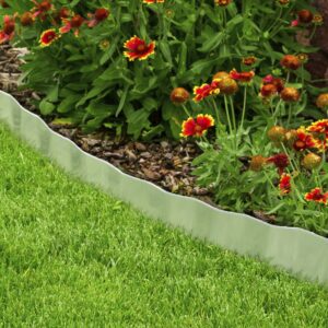 Galvanized Steel Landscape Edging - Metal Landscaping Garden Fence Border for Flower Beds, Plants, Gardens, Walkways, or Lawns by Pure Garden (Silver)