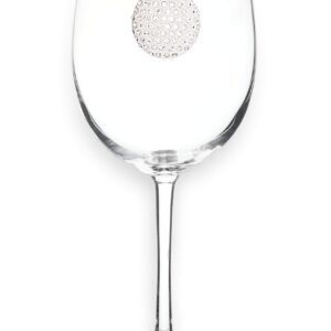 THE QUEENS' JEWELS Golf Ball Jeweled Stemmed Wine Glass, 21 oz. - Unique Gift for Women, Birthday, Cute, Fun, Not Painted, Decorated, Bling, Bedazzled, Rhinestone