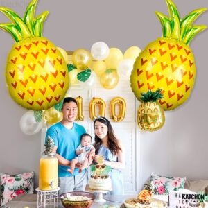 KatchOn, Giant Pineapple Balloons Decorations - 32 Inch | Pineapple Mylar Balloon for Pineapple Party Decorations | Tropical Balloons for Pineapple Birthday Decorations, Fruity Tutti Party Decorations