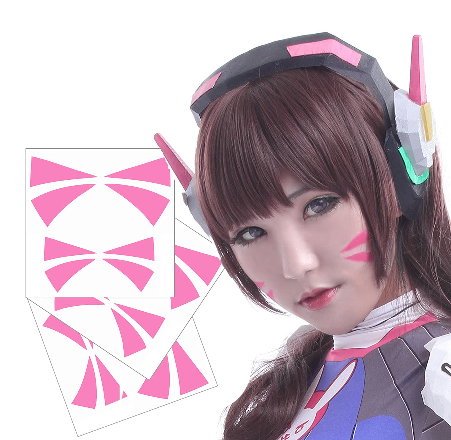 OW DVa Cosplay Face Temporary Tattoos - 2 Sizes - 3 Sets - MADE IN USA