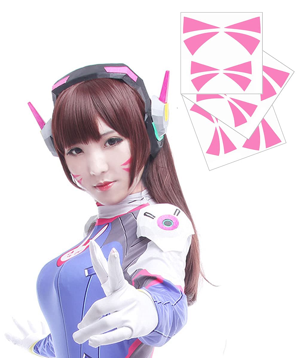 OW DVa Cosplay Face Temporary Tattoos - 2 Sizes - 3 Sets - MADE IN USA