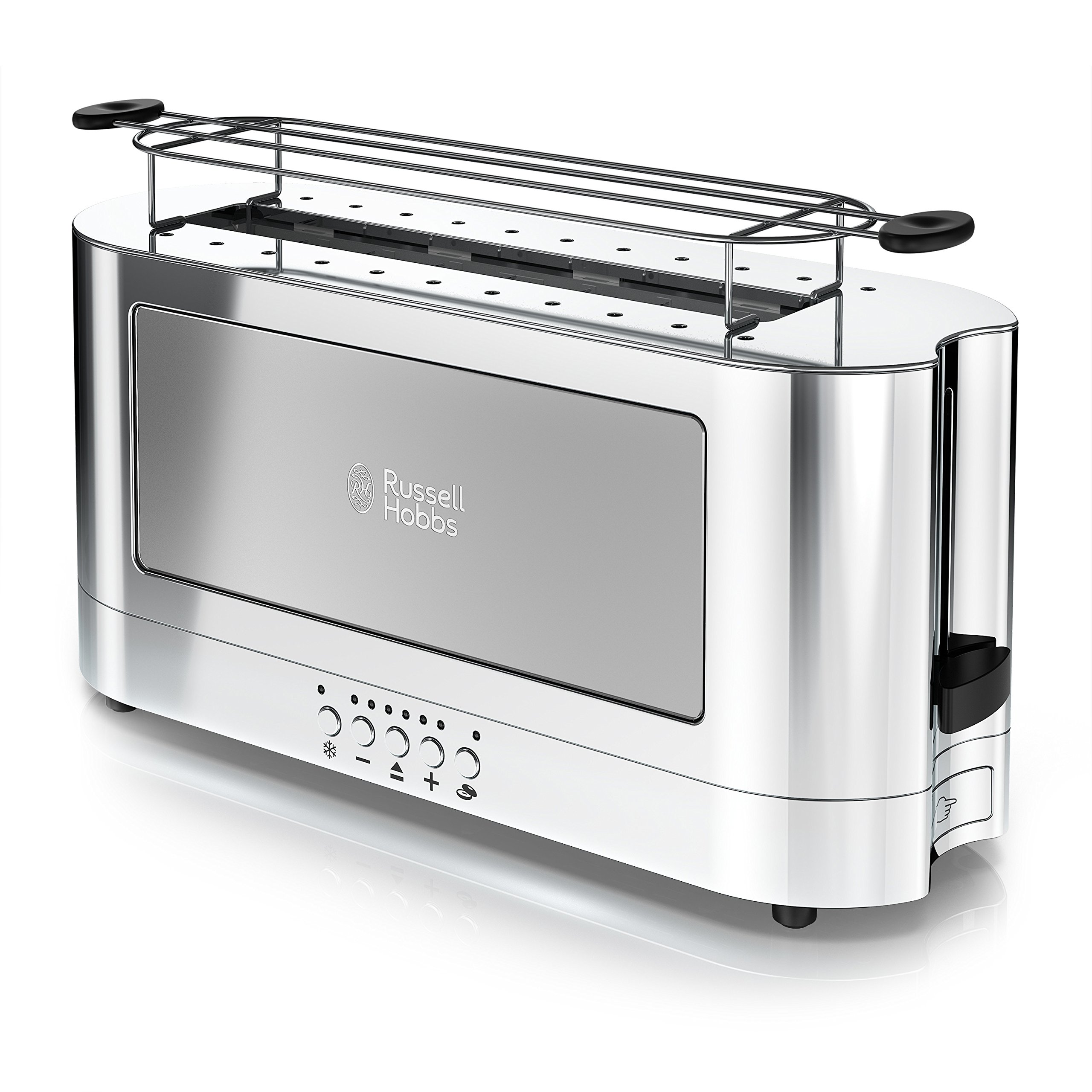 Russell Hobbs TRL9300GYR 2-Slice Glass Accent Long Toaster, Silver & Stainless Steel