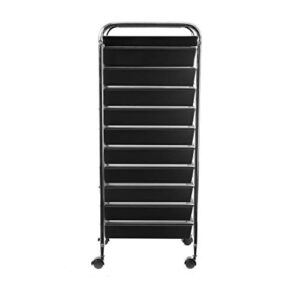 Seville Classics 10-Drawer Multipurpose Mobile Rolling Utility Storage Organizer with Tray Cart, Translucent Black