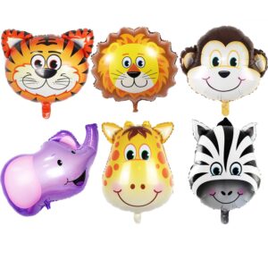 jungle safari birthday party decorations - 6 pack giant safari animal balloons for boy kids safari jungle baby shower wild one birthday zoo party decorations