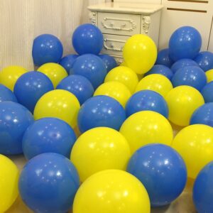 annodeel 50 pcs 12inch yellow and blue balloons,yellow balloons and blue balloons for birthday wedding party spring decorations