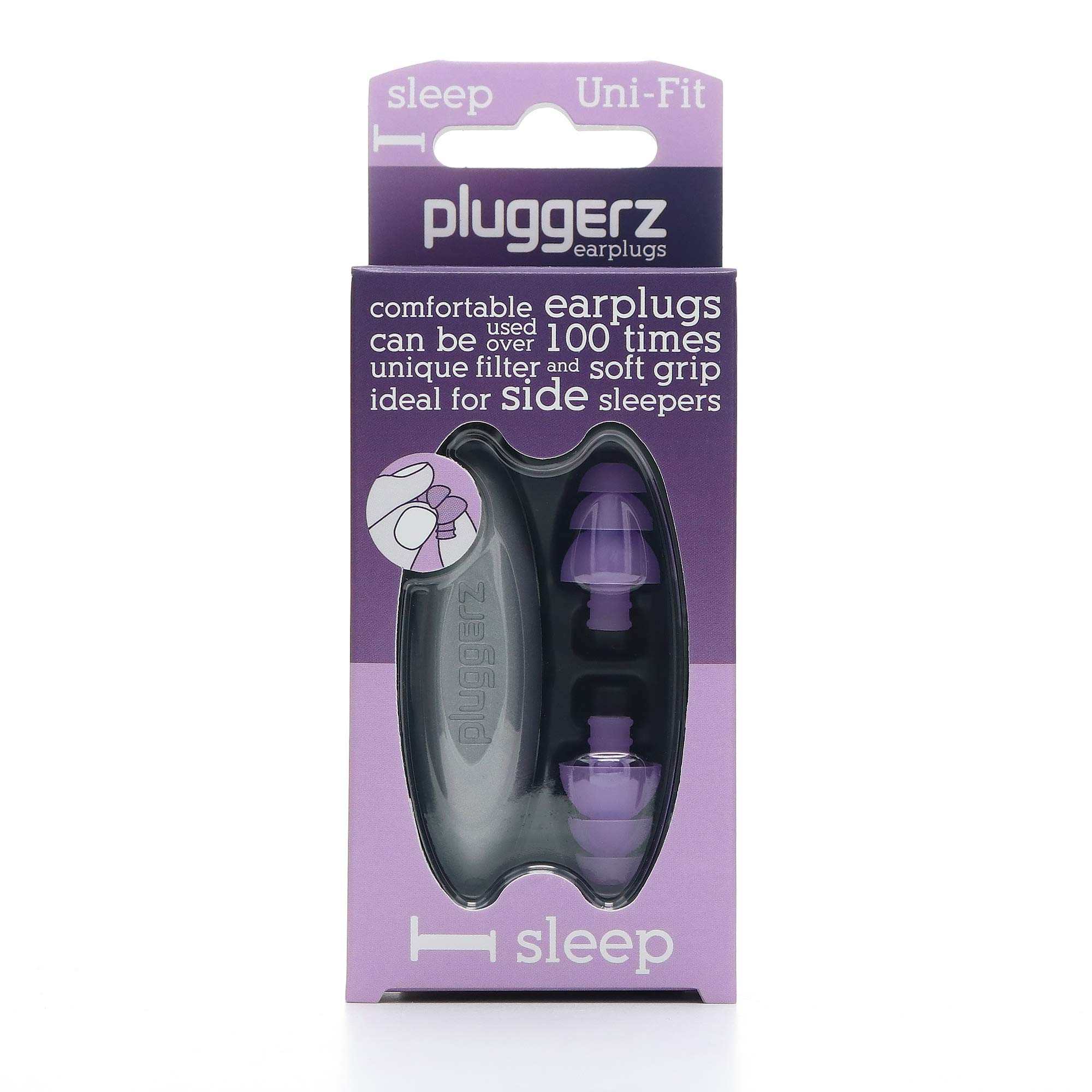 Pluggerz Sleep Earplugs ? Reduces Background Noise - Hypoallergenic and Safe for Your Ears, Comfortable, Perfect for a Long Night?s Sleep - Over 100 Uses - Storage Box Included