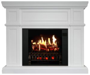 magikflame electric fireplace with mantel - artemis white - 30 flames, large, freestanding, 5,200 btu heater, crackling log sound, bluetooth, app - new home design, remodels, family atmosphere