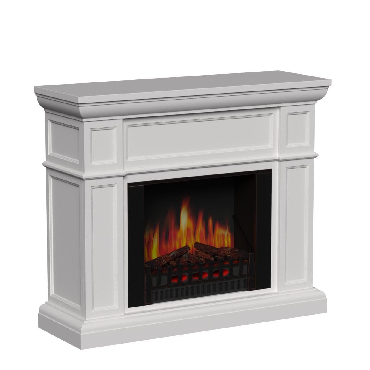 MagikFlame Electric Fireplace with Mantel - Artemis White - 30 Flames, Large, Freestanding, 5,200 BTU Heater, Crackling Log Sound, Bluetooth, App - New Home Design, Remodels, Family Atmosphere