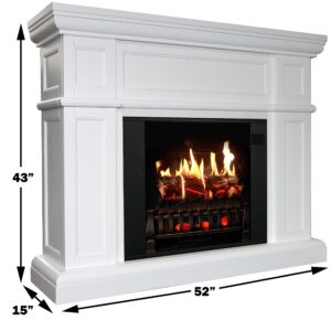 MagikFlame Electric Fireplace with Mantel - Artemis White - 30 Flames, Large, Freestanding, 5,200 BTU Heater, Crackling Log Sound, Bluetooth, App - New Home Design, Remodels, Family Atmosphere