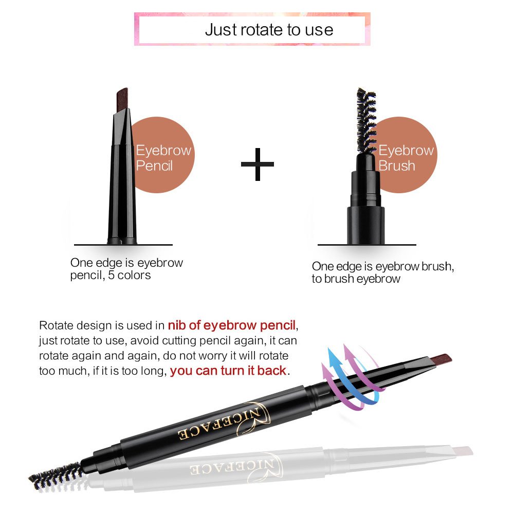 Eyebrow Pencil Gray Double Ended Precision Waterproof Brow Cruelty Free(Gray #5)