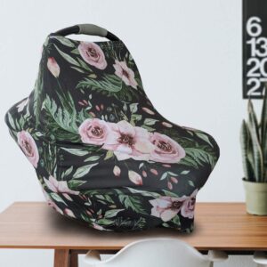 Pobi Baby Car Seat Covers and Nursing Cover - Soft and Stretchy Floral Pattern (Charm)