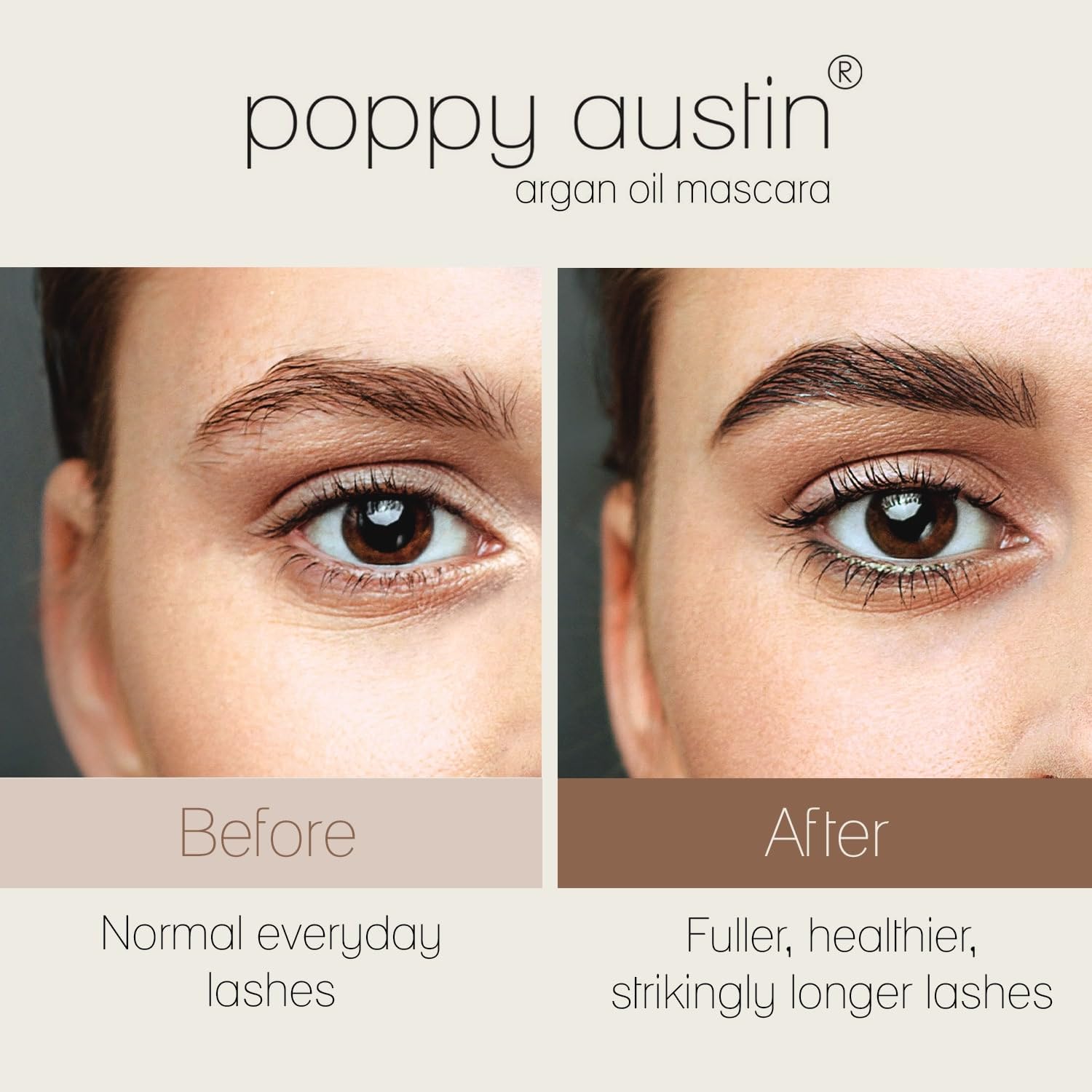 Poppy Austin Mascara 9g - Lash Mascara - Organic Mascara, Paraben-Free, Vegan Mascara, Cruelty-Free Mascara - Hypoallergenic Mascara Lengthening & Volumizing with Argan Oil, Natural Mascara (Black)