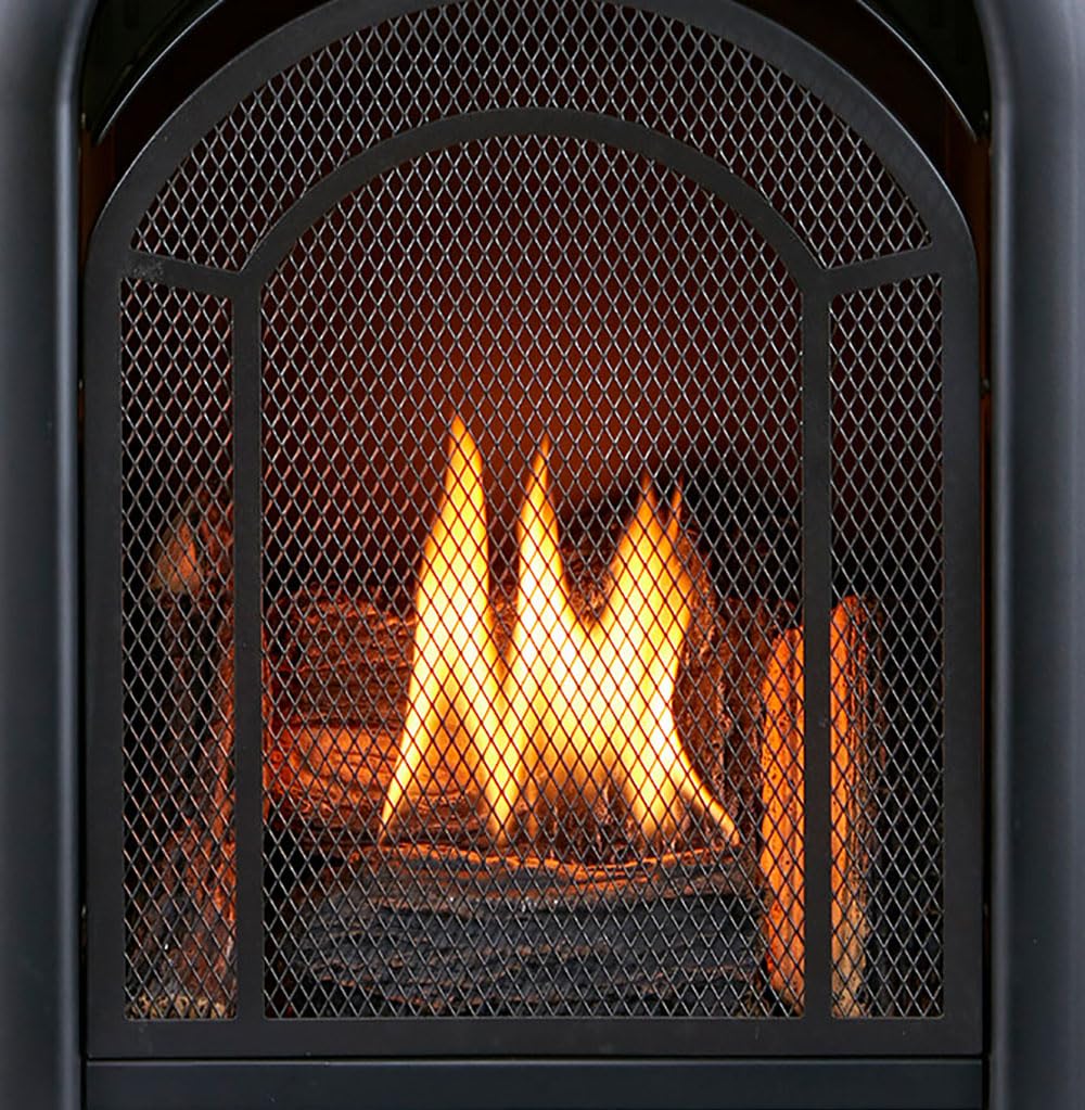 ProCom Dual Fuel Ventless Gas Fireplace Insert with Thermostat Control, 5 Fire Logs, Use with Natural Gas or Liquid Propane, 15000 BTU, Heats up to 600 Sq. Ft., Black