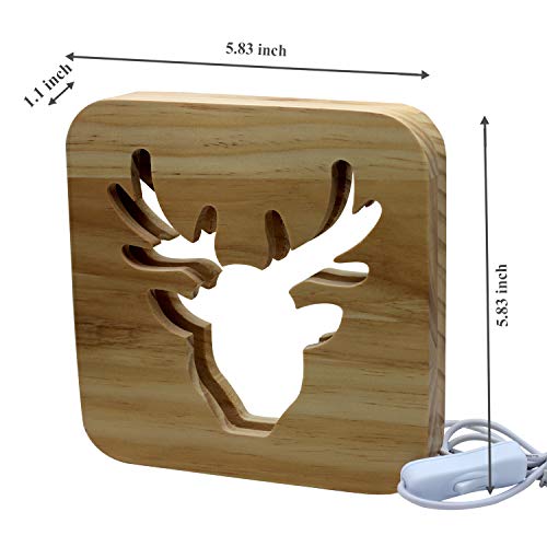 Led Baby Child Nursery Night Light Bedside Home Decor Lamp, Room Decor Night Lights for Kids and Adults, Lamps for Bedroom Living Room 3D Shadow Lamp-Deer