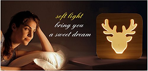 Led Baby Child Nursery Night Light Bedside Home Decor Lamp, Room Decor Night Lights for Kids and Adults, Lamps for Bedroom Living Room 3D Shadow Lamp-Deer