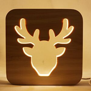 Led Baby Child Nursery Night Light Bedside Home Decor Lamp, Room Decor Night Lights for Kids and Adults, Lamps for Bedroom Living Room 3D Shadow Lamp-Deer