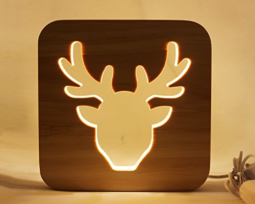 Led Baby Child Nursery Night Light Bedside Home Decor Lamp, Room Decor Night Lights for Kids and Adults, Lamps for Bedroom Living Room 3D Shadow Lamp-Deer