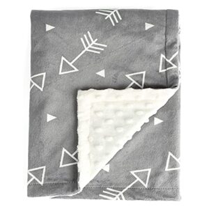 boritar baby blanket super soft minky with double layer dotted backing, little grey arrows printed 30 x 40 inch, receiving blankets