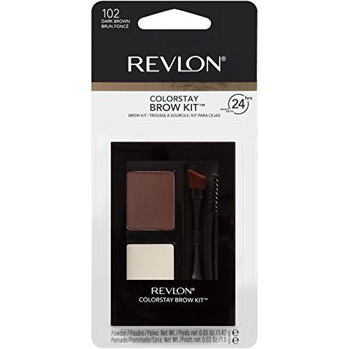 Revlon Eyebrow Kit, ColorStay Brow Kit Eye Makeup with Longwearing Brow Powder, Pomade, Spoolie & Angled Brush Tip, 102 Dark Brown, 0.08 Oz