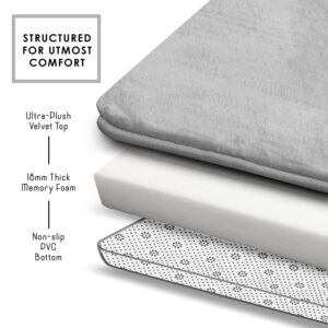 Clara Clark 3 Piece Bathroom Rugs Bath Mat Set, Velvet Memory Foam Bath Mats for Bathroom - Non-Slip, PVC Backing Bath Rugs, Washable Bathroom Rug Mats - Dries Quickly, Silver Bathroom Rug Set