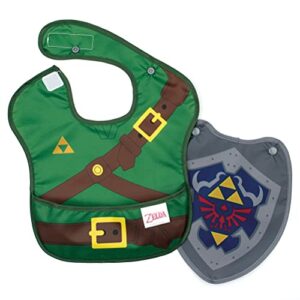 bumkins nintendo bibs for girl or boy, superbib with cape for baby and toddler 6-24 months, essential must have for eating, feeding, baby led weaning supplies, mess saving catch food, legend of zelda