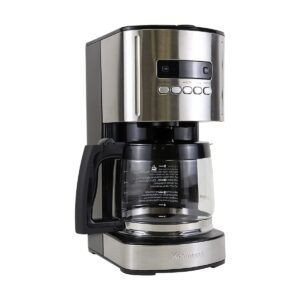 Kenmore Aroma Control Programmable 12-cup Coffee Maker, Stainless Steel/Black with Glass Carafe, LCD Display, Reusable Cone Filter, and Charcoal Water Filter