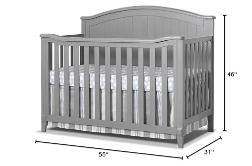 Sorelle Furniture Fairview Crib, Classic 4-in-1 Convertible Crib, Made of Wood, Non-Toxic Finish, Wooden Baby Bed, Toddler Bed, Child’s Daybed and Full-Size Bed, Nursery Furniture -Gray