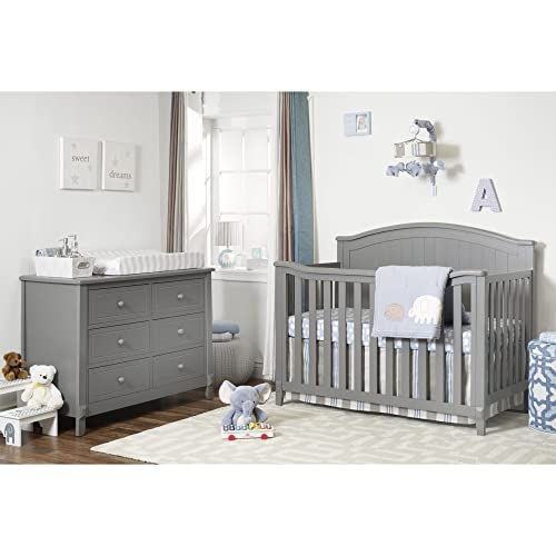 Sorelle Furniture Fairview Crib, Classic 4-in-1 Convertible Crib, Made of Wood, Non-Toxic Finish, Wooden Baby Bed, Toddler Bed, Child’s Daybed and Full-Size Bed, Nursery Furniture -Gray