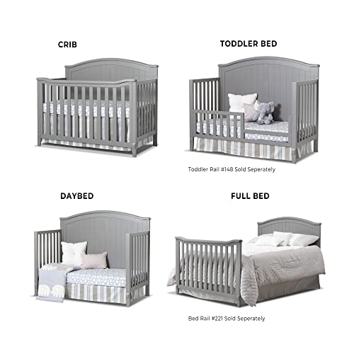 Sorelle Furniture Fairview Crib, Classic 4-in-1 Convertible Crib, Made of Wood, Non-Toxic Finish, Wooden Baby Bed, Toddler Bed, Child’s Daybed and Full-Size Bed, Nursery Furniture -Gray