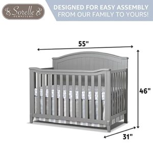 Sorelle Furniture Fairview Crib, Classic 4-in-1 Convertible Crib, Made of Wood, Non-Toxic Finish, Wooden Baby Bed, Toddler Bed, Child’s Daybed and Full-Size Bed, Nursery Furniture -Gray