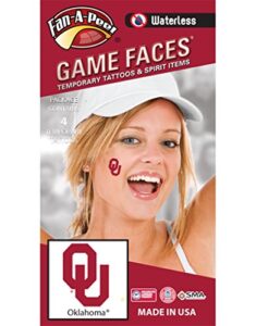 oklahoma university (ou) sooners - waterless peel & stick temporary spirit tattoos - 4-piece - crimson ou logo