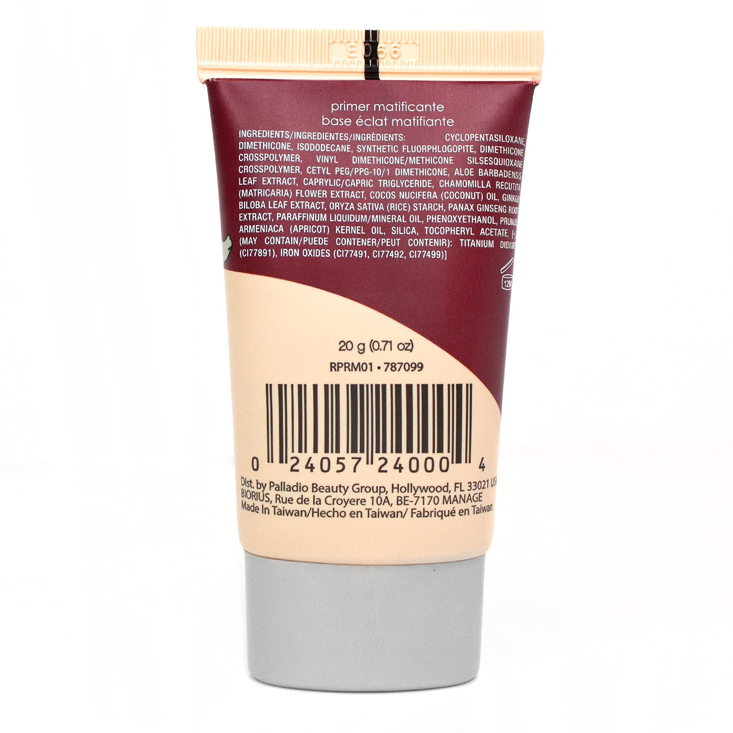 Palladio Rice Primer, Formulated with Natural Rice, Controls Oil on Your Skin and Locks in Makeup, Lightweight with a Smooth Matte Finish, Reduces Facial Shine, for All Skin Types, Beige, 0.71 Fl Oz