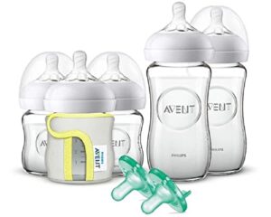 philips avent natural glass bottle baby gift set, scd201/01